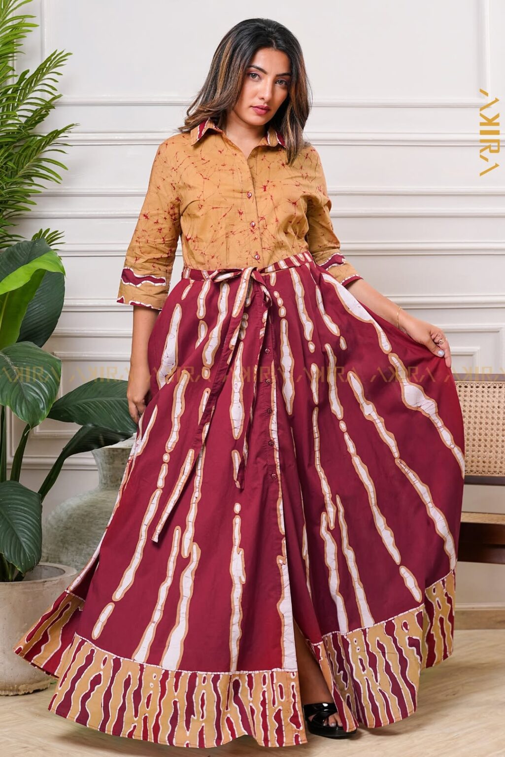 Jasmine Lotus Batik Flared Dress for women